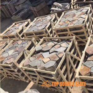Circular shape flagstone paving stone mat mesh tile on net - Top Source ...